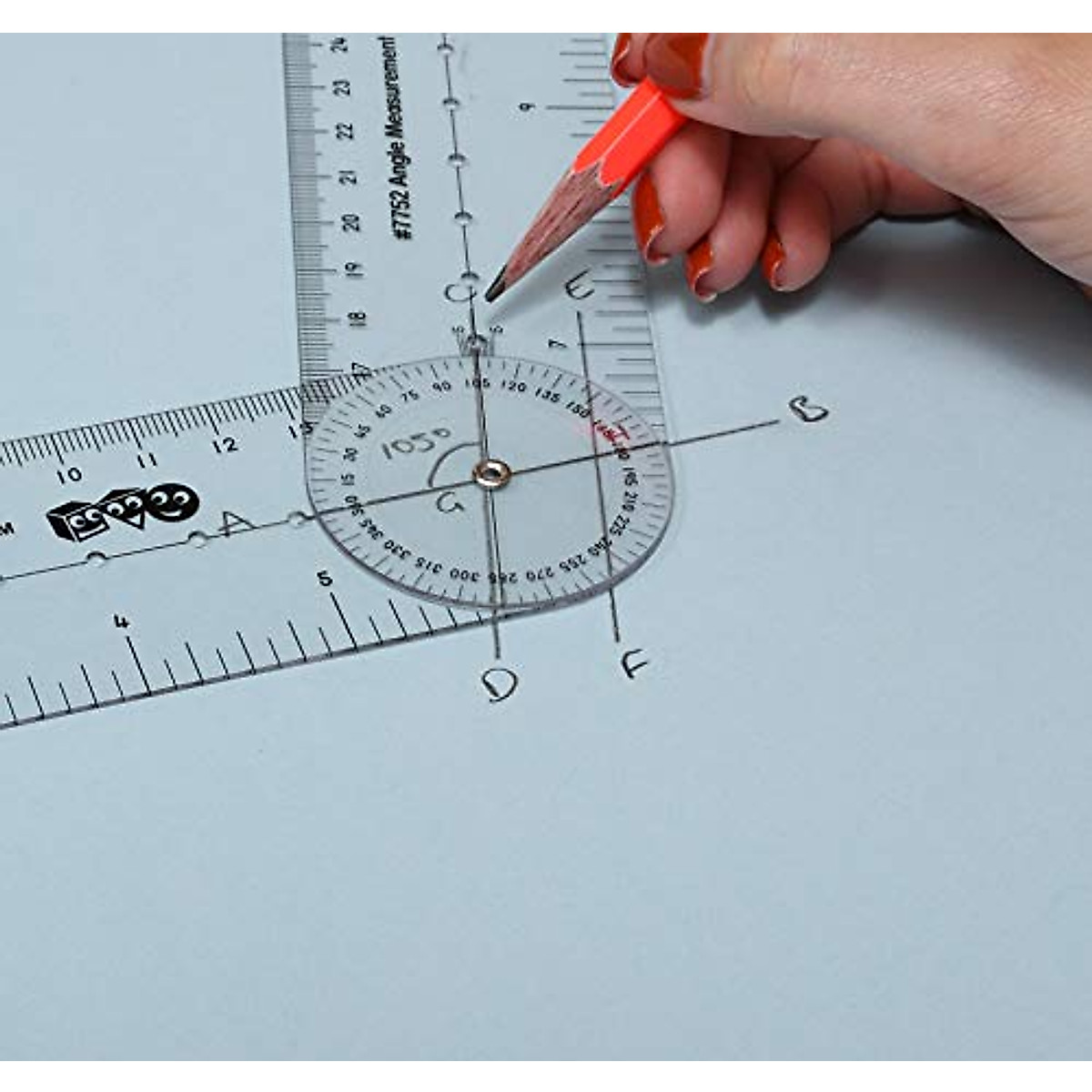 LEARNING ADVANTAGE-7752 Angle Measurement Ruler - Clear, Flexible and Adjustable Geometry Measuring Tool - Measure Angles to 360 Degrees and Lines to 12"