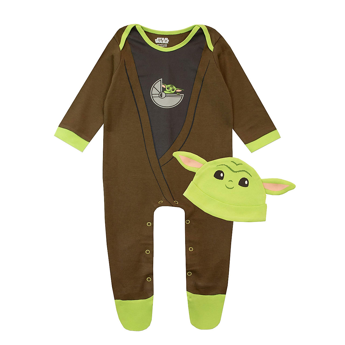 STAR WARS Baby Boys Sleepsuit and Hat Set The Mandalorian Baby Yoda Multicolured 9-12 Months