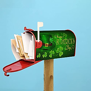St Patricks Day Mailbox Covers Magnetic 21" X 18" Lucky Shamrocks Clover Mailbox Standard Size Mailbox Wraps Waterproof Post Letter Box Cover Christmas Decorations for Garden Outdoor