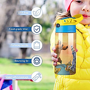 YSFyinee Grizzy The Lemmings Jungle Water Bottle Vacuum Insulated Stainless Steel Cup With Straw Thermoses