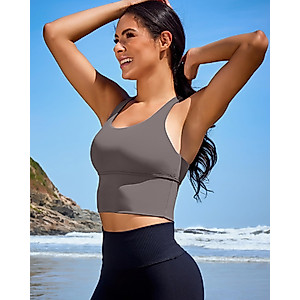 XUNYU Women Sports Bras Longline Fitness Crop Tops Tank Gym Camisole Strappy Criss Cross Yoga Workout Running Shirts