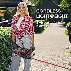 ECOMAX 18V 22-Inch Cordless Hedge Trimmer, Ideal for Pruning Branches in Your Backyard, Garden, Hedge Trimmer with 2.0AH Battery & Charger, ELG06