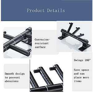 Swivel Towel Hooks Wall Coat Rack with 3 Swivel Arms, Towel Hooks for Bathrooms,Heavy Duty Wall Clothes Hooks, Wall Mounted Swivel Coat Rack Hat Rack(Black, 3 Arms)