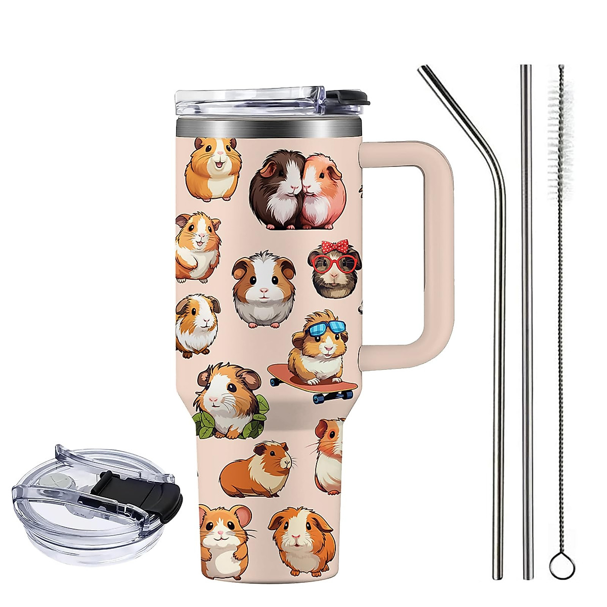Guinea Pig Gifts for Girls/Women, 40oz Guinea Pig Tumbler with Lid and Straw, Birthday Gifts for Guinea Pig Lovers, Guinea Pig Themed Gifts for Guinea Pig Stuff, Just a Girl Who Loves Guinea Pig Cup