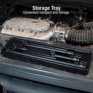 Sunex 2504, 1/2 Inch Drive Impact Extension Set, 4 Piece, SAE, 3 Inch - 15 Inch, Cr-Mo Steel, Radius Corner Design, Wobble Drive, Steel Ball Retainer, Dual Size Markings, with Storage Tray