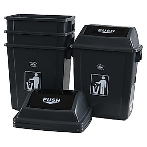 Egarye 5 Gallon Swing-Top Kitchen Trash Can, 4-Pack Plastic Garbage Can with Swing Lid, Gray