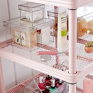 Design Ideas Lookers Box, 7.3" x 7.3" x 4.5" Soft Vinyl Storage Bin with Lid, Clear PVC Plastic with Metal Wire Frame (Large)