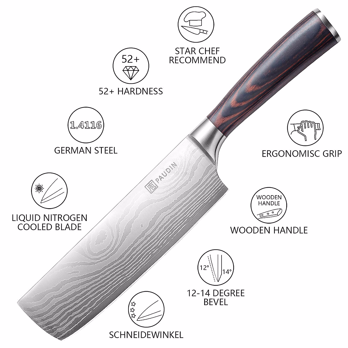 PAUDIN Cleaver Knife + Nakiri Knife