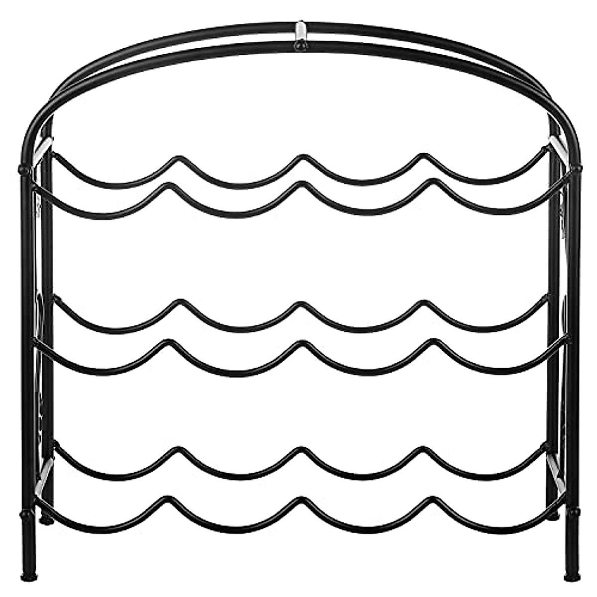 Black Wine Rack Countertop, Modern Grapevine Design Freestanding Metal 12 Wine Bottle Organizer Storage