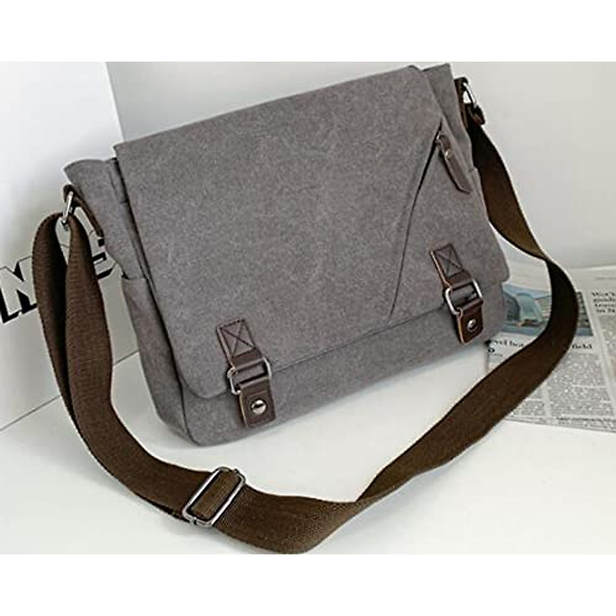 Vintage Canvas Satchel Messenger Bag for Men Women，Canvas Messenger Bag crossbody Shoulder Bag Chest Bag Travel Carry Bag