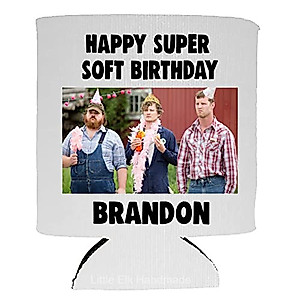 Personalized Have A Happy Super Soft Birthday *Custom Name Text*- Foldable Collapsible Can Cooler Beverage Insulator White For 12 Oz Cans