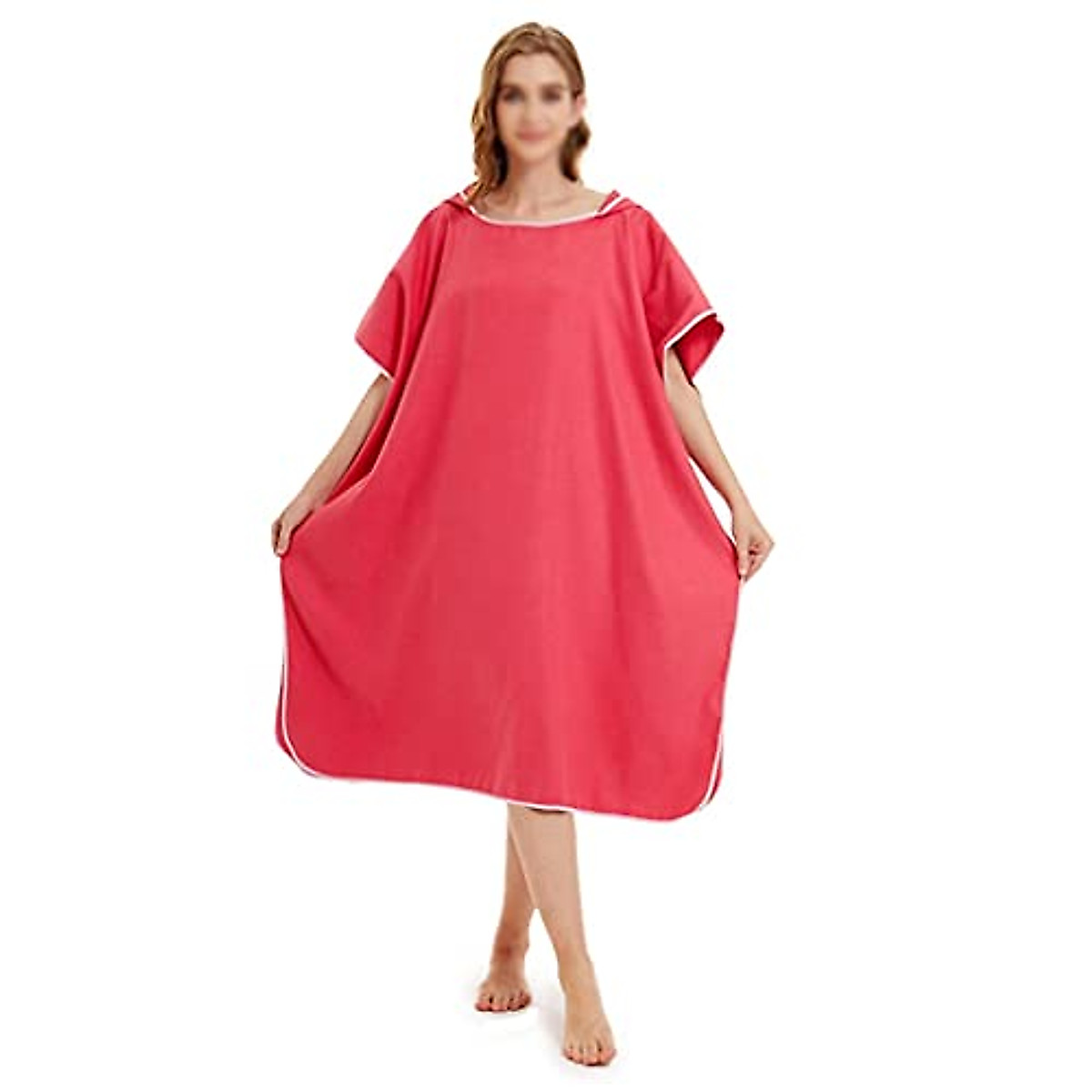 ZHAOLEI Robe Cloak Hooded Poncho Quick-Drying Swimming Hooded Towel Beach Surfing Poncho Compact Lightweight Towel (Color : Black, Size : 110 x 90 cm)