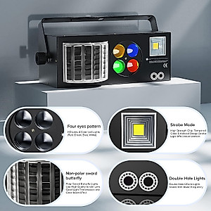 Dj Disco Party Lights Ball Stage Lights 4 in 1 RGBW Lighting Parties Indoor Mixed Lighting Effects Pattern Strobe Light Sound Activated Remote DMX Control for KTV Club Disco Party Wedding