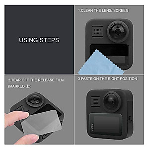 PCTC Screen Protector Compatible for GoPro Max 360 Waterproof Action Camera, Ultra Clear Tempered Glass Screen Protector Easy to Install(3 PCS)