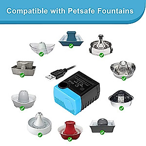 VinDox Replacement Pump for Pet Drinking Fountains- SP-400LV USB Replacement Pump with Adaptor - Compatible with PETSAFE DRINKWELL Ceramic, Stainless Steel and 360 Dog & Cat Water Dispensers