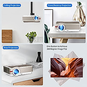 9000LM High Brightness Home Theater Projector, 200" Indoor Outdoor Movie Projector with Speaker/Zoom, Full HD 1080P Video Gaming Projector with HDMI USB for iOS Android Smart Phone Laptop TV Stick DVD