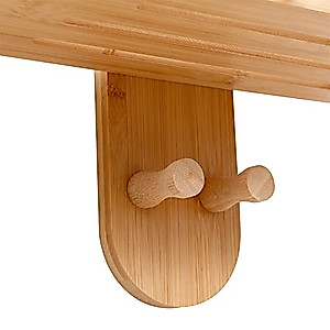 VNSHQAE Bathroom Bamboo Shower Caddy,Hanging Shower Rack Organizer,Shower Holder for Shampoo and Soap,Eco Friendly Over The Shower Head Rust Proof Shower Storage Hanging