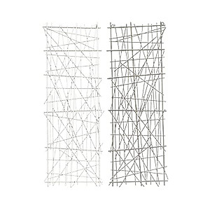 CosmoLiving by Cosmopolitan Metal Geometric Overlapping Lines Wall Decor, Set of 2 13"W, 36"H, Multi Colored