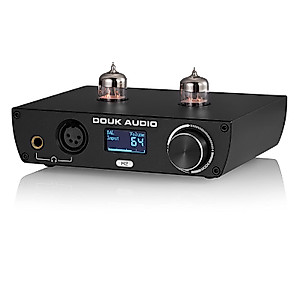 Douk Audio H2 Vacuum Tube Balanced Headphone Amplifier Amp with XLR, RCA, 6.35mm Ports and LED Display for Desktop Home Audio