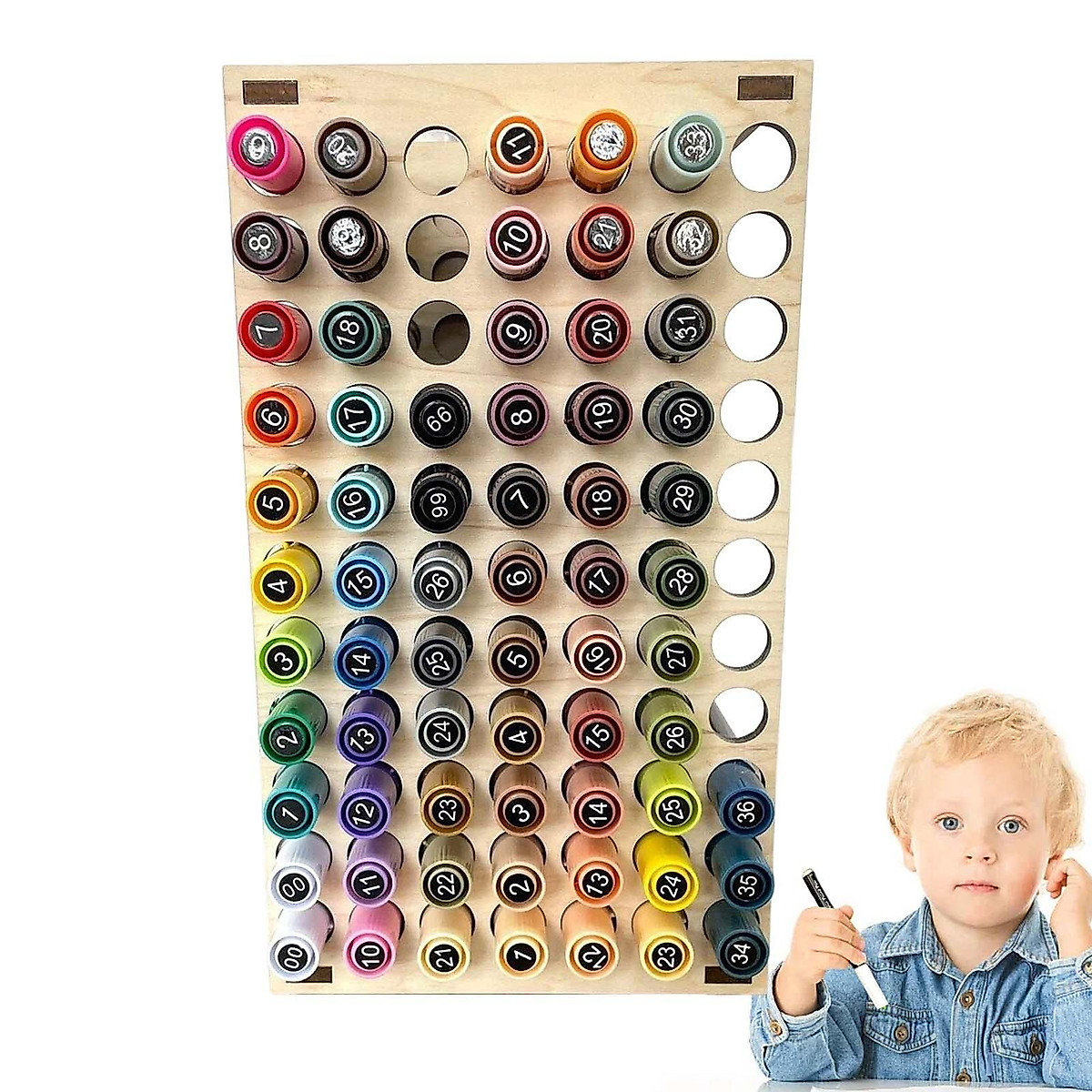 Makeup & Artist Paint Brush Holder 67 Hole, Desk Stand, Holding Rack for Pens,Pencils, Eyeliner, Organize Pens, Crayons, Classroom Cosmetic Brushes Crate Storage Organizer