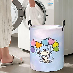 sn-oopy Storage Basket Circular Hamper with Handle Foldable Laundry Basket for Bedroom Bathroom Living RoomSmall