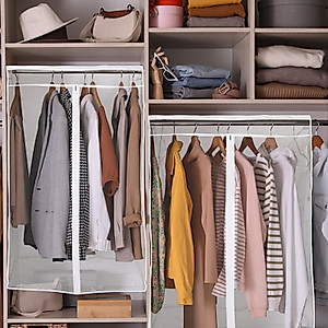 Youyole 2 Pcs Clear Garment Bags for Hanging Clothes 35'' Hanging Garment Bags Suit Cover Bags Well Sealed Garment Rack Cover for Suit Coat Dress Closet Rack (Rack Not Included)