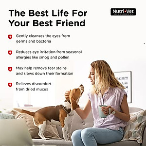 Nutri-Vet Eye Rinse for Dogs - Gentle Formula to Soothe Irritated Eyes and Prevent Tear Stains - 4 oz