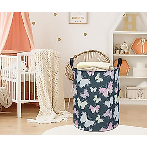 CLOCOR Butterfly Laundry Basket,Waterproof Baby Girls Nursery Hamper, Girls' Room Decor,Kids Toys Storage Bin,Gift Basket（Dream Butterfly