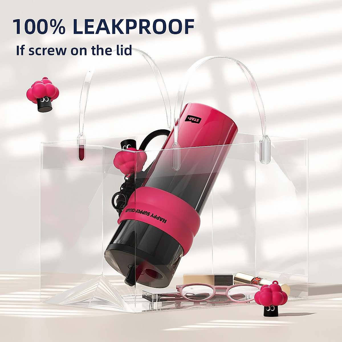 SDGA+ 24 OZ Insulated Leak Proof Tumbler with Lid and Straw, Stainless Steel Coffee Travel Mug for Hot and Cold, Reusable Portable Water Bottle, Metal Thermal Cup Gift for Women, Black and Pink