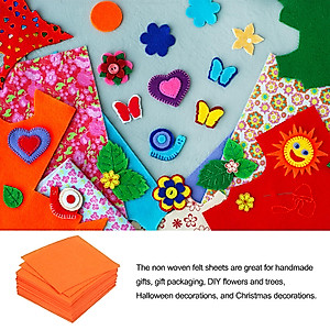Rebower Soft Felt Sheets Acrylic Fabric Soft Felt Craft Sheets [for DIY Creative Crafts Projects and Decoration] - 4 Inch x 4 Inch/Orange / 42PCS