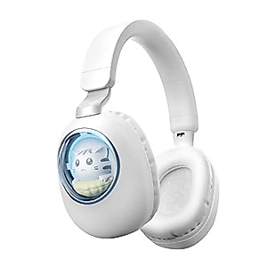 YUSONIC Wireless Headphones with led Lights， Kids Headphones for Girls Bluetooth Light up Over Ear with Microphone and sd Card for School/Travel/Phone/Kindle/pc/tv / MP3. (White)