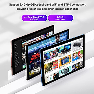 HUIOP Portable Tablet, P30 10.1 inch Portable Tablet MTK6762 Processor 4GB+64GB Memory 1280 * 800 Resolution Android 11.0 System Blue US Plug