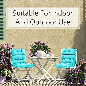 Geelin High Back Patio Chair Cushion Indoor Outdoor Seat Back Chair Cushions Tufted Patio Chair Cushions Waterproof Rocking Chair Pads All Weather Replacement Cushions for Outdoor Furniture (Blue, 4)