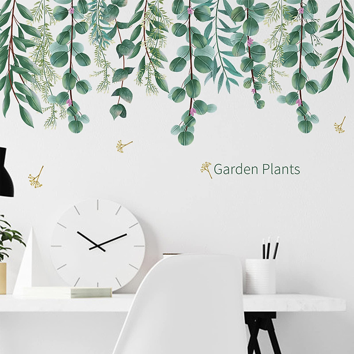 3Pcs Tropical Plants Flowers Vine Wall Corner Stickers, Removable Green Plants Fresh Leaves Flower Wallpaper Decals, Garden DIY Art Mural for Nursery Bedroom Kitchen Offices Home Decorations (B)