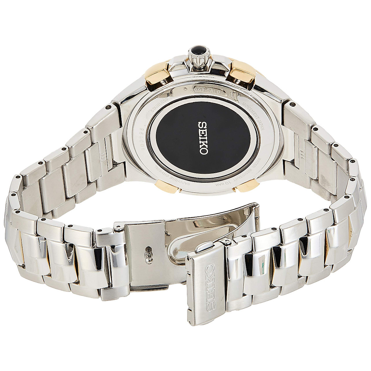 SEIKO Solar Chronograph Watch - Coutura Collection, Two-Tone Steel, Black Dial, Lumibrite Hands & Markers, Date Calendar