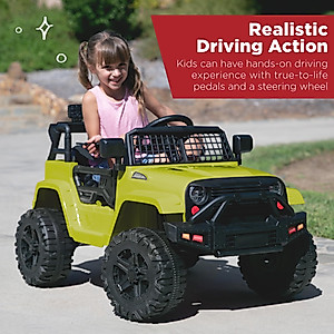 Best Choice Products 12V Kids Ride On Truck Car w/Parent Remote Control, Spring Suspension, LED Lights, AUX Port - Green