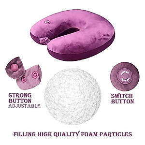Hooshing Vibrating Neck Pillow Massage Therapy for Traveling Home Rest Neck Pillows for Pain Relief, Best Gift for Parents Purple