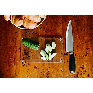 Thirteen Chefs Small Acrylic Cutting Board, 10x6 Inch with Rubber Feet, Clear - Dishwasher Safe and BPA Free