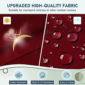 downluxe Outdoor Chair Cushions Set of 4 for Patio Furniture, Waterproof Tufted Overstuffed Patio Furniture Cushions, Thick Outdoor Seat Cushion, 19" X 19" X 5", Burgundy