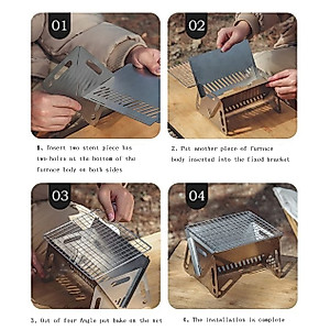 EROUGE Portable Mini Camping Grill,Folding Outdoor Campfire Grill Cooking for Picnics Fire Pit Feeds 2 People and fits in Your Backpack. Designed for Hiking,Tailgating