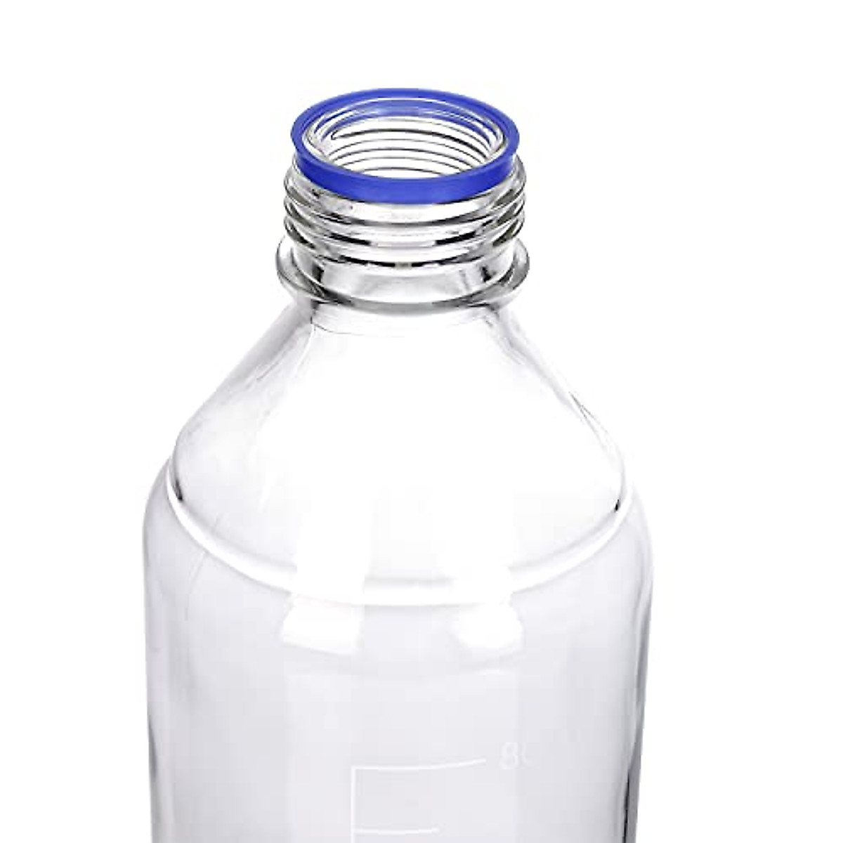 Pastein 4 Pieces 1000 mL Graduated Round Reagent Media/Storage Glass Bottle With GL45 Orange Polypropylene Screw Cap