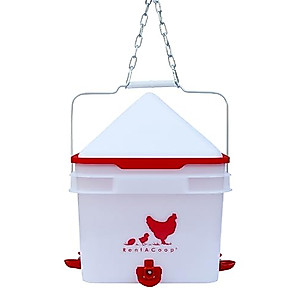 RentACoop 2 Gallon Chicken BPA-Free Plastic Bucket Waterer Set with 4 Horizontal Nipples - Center Placement