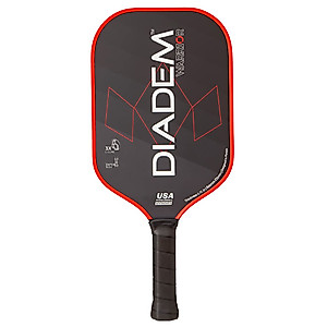 Diadem Warrior Pickleball Paddle | 3X L-Core Hybrid Nomex Polymer Honeycomb Core, Grit Paint Surface for Spin, Control and Power | Indoor/Outdoor | USAPA Approved (Red)