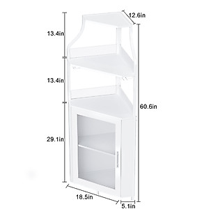 Corner Wine Rack, Bar Cabinet with Glass Holder and Storage Shelves, Baffle Design, Liquor Cabinet with Mesh Door & Adjustable Shelf, Home Bar Furniture for Living Room,Small Space White