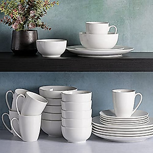 Gibson Home Zen Buffet Porcelain Dinnerware Set, Service for 6 (30pcs), White (Coupe)