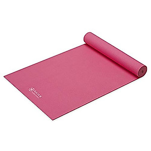 Gaiam Essentials Premium Yoga Mat with Yoga Mat Carrier Sling, Pink, 72 InchL x 24 InchW x 1/4 Inch Thick