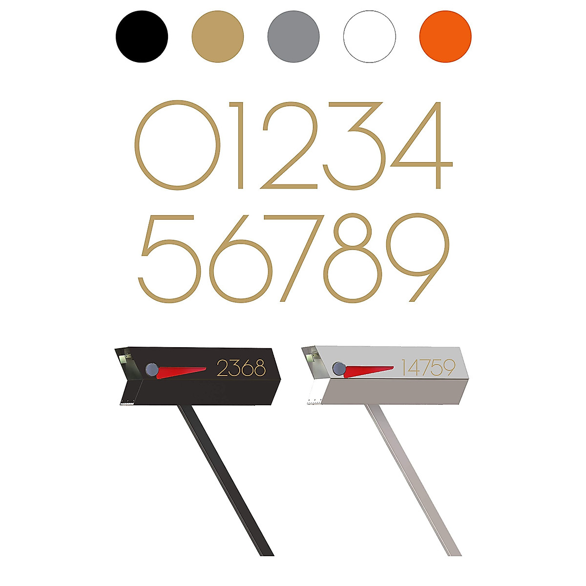 modbox USA Modern Mailbox Address Numbers in Chalet Style Font, Custom Cut to Order, Set of 2 (Paris)