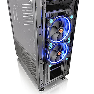 Thermaltake Core X71 Tempered Glass Edition SPCC ATX Full Tower Tt LCS Certified Gaming Computer Case with 2 140 Blue Front Fan + 1 140 Black Rear Fan Pre-Installed CA-1F8-00M1WN-02