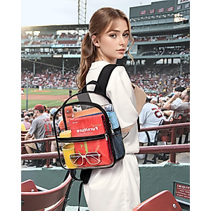 Paxiland Clear Backpack Stadium Approved 12×12×6, Clear Backpack Heavy Duty with Wider Shoulder Straps, Clear Mini Backpack for Concert Sport Events Work Travel School