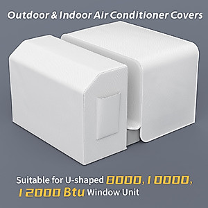 Flamorrw Outdoor Air Conditioner Cover and Indoor Air Conditioner Cover with Bag for U-Shaped Window AC Unit, Dustproof & Windproof Window AC Covers for Outside & Inside Unit Full Coverage Protection